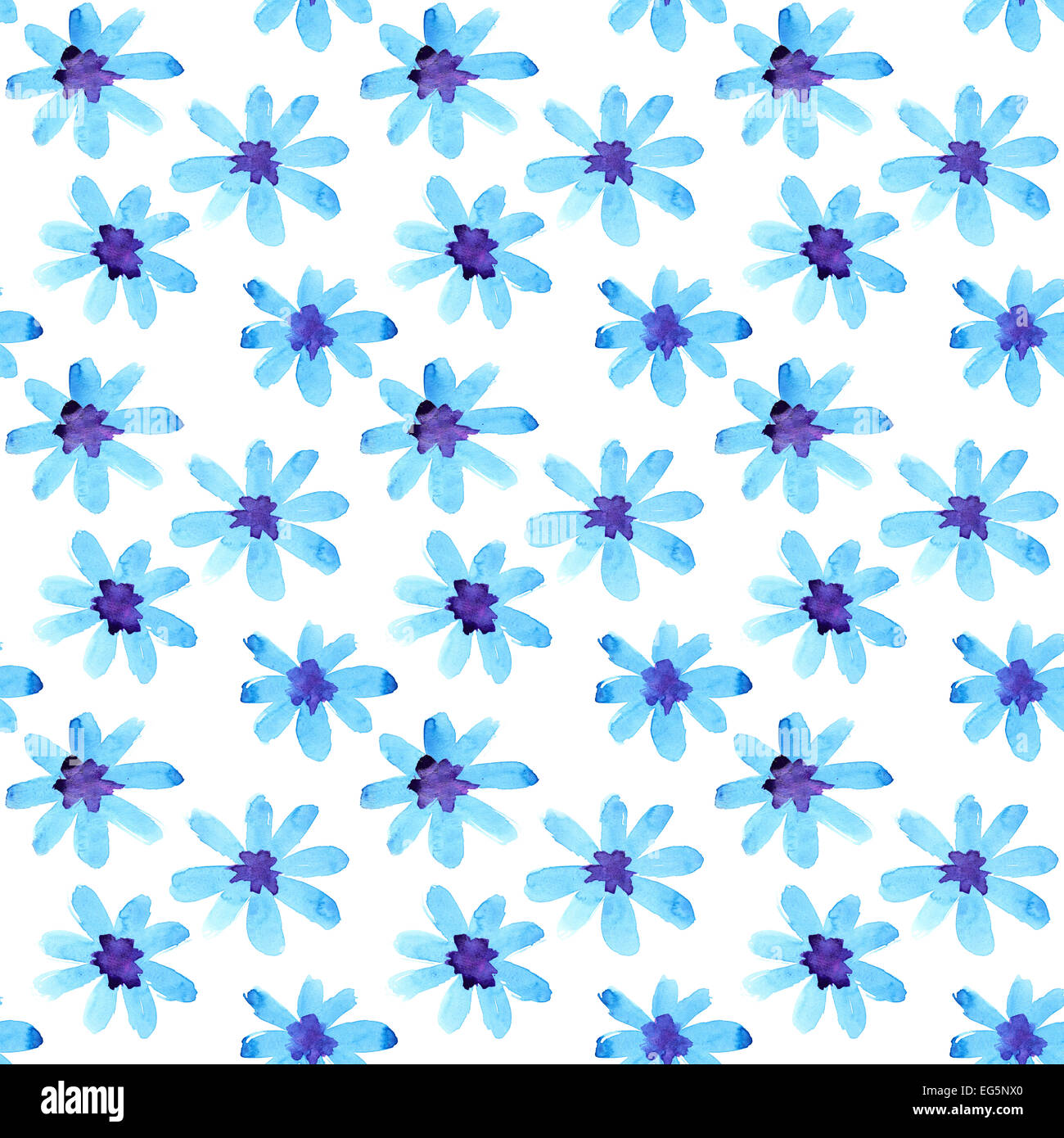 Blue watercolor flowers seamless pattern Stock Photo - Alamy