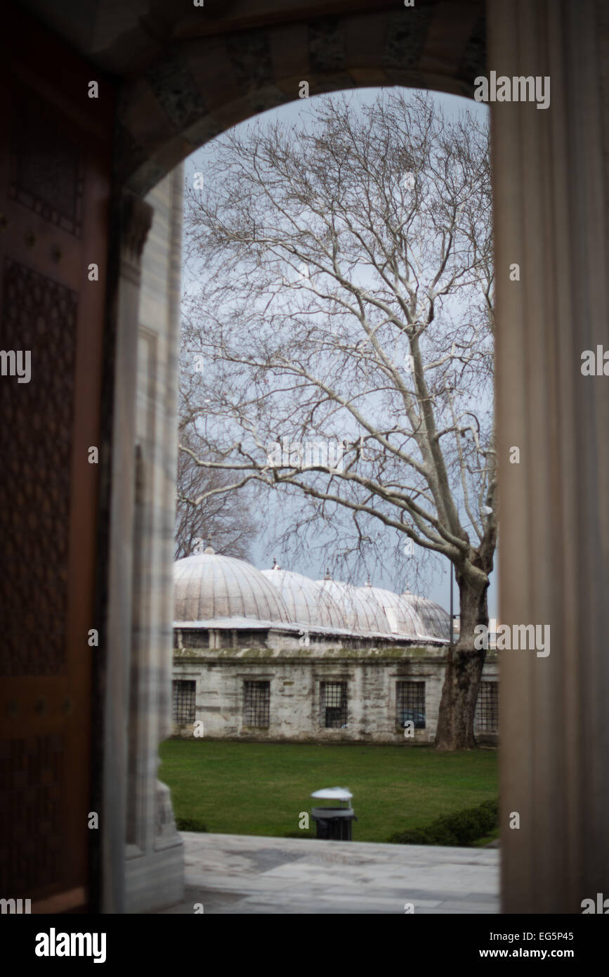 ISTANBUL, Turkey / Türkiye — Arches and domes of the interior courtyard ...