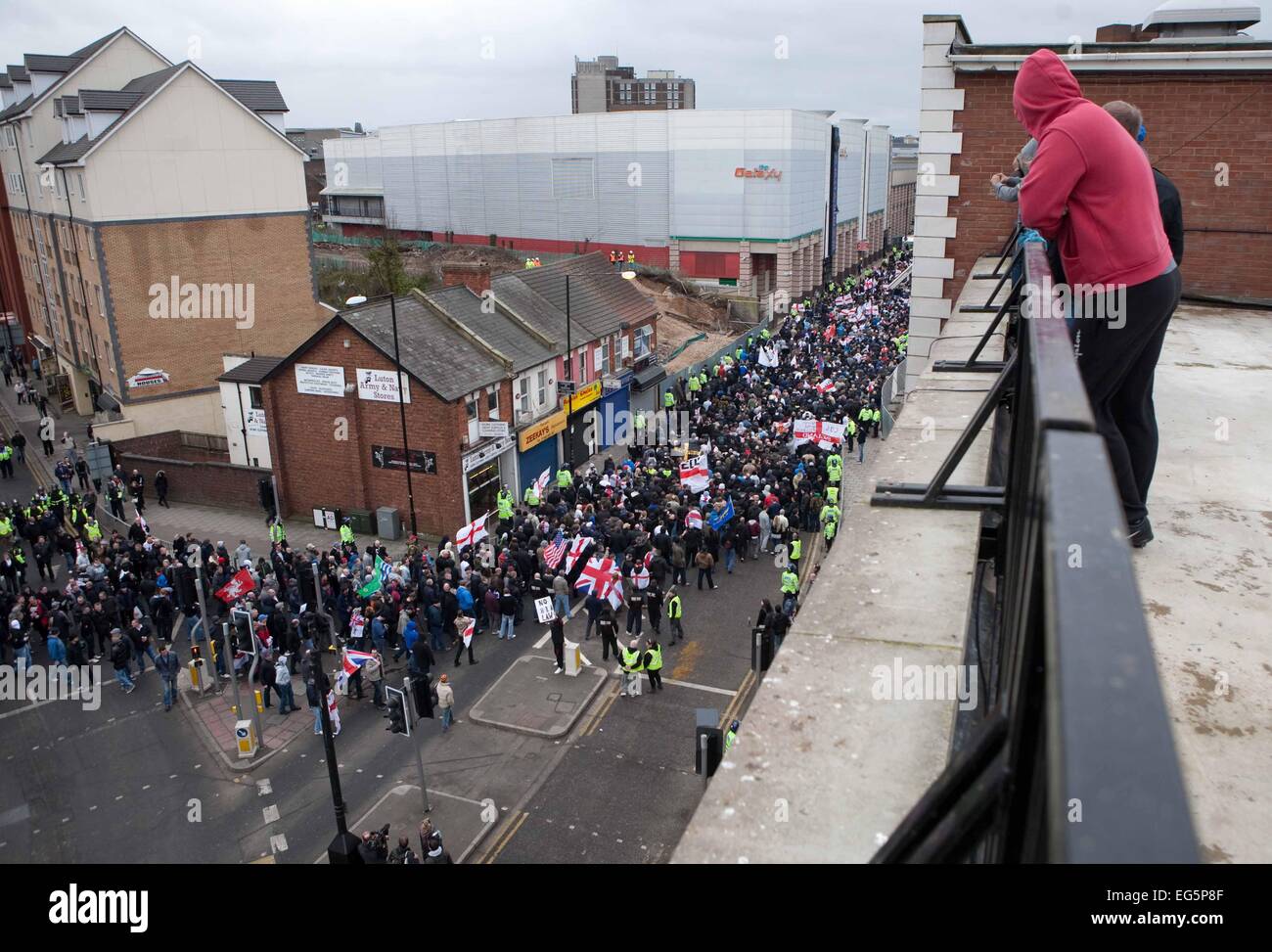 A English Defence League (EDL) protest in London, England. Members of ...