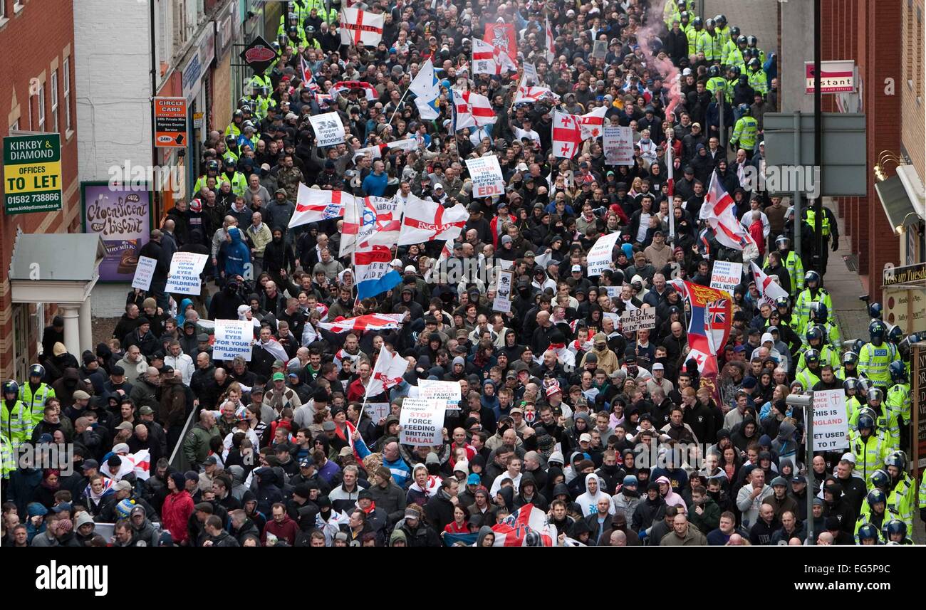 A English Defence League (EDL) protest in London, England. Members of ...