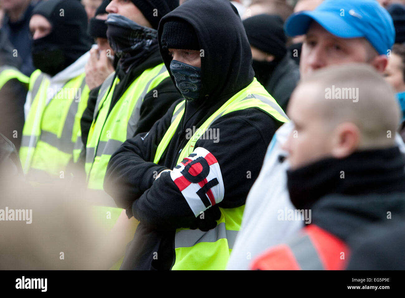 A English Defence League (EDL) protest in London, England. Members of ...