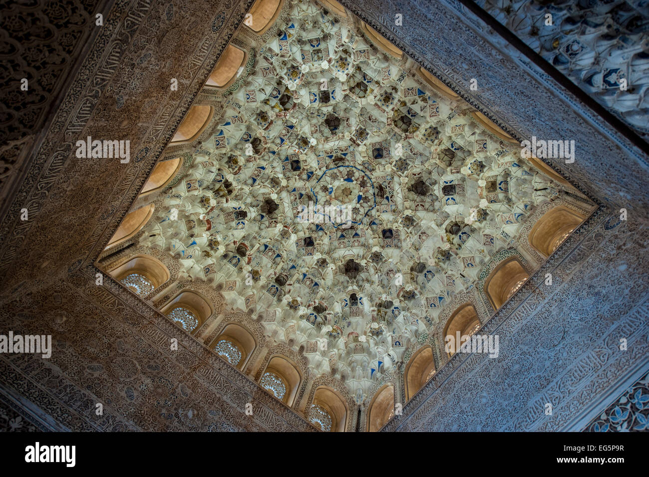 Ceiling in the Palace of Alhambra, in Granada, Andalusia, Spain Stock ...