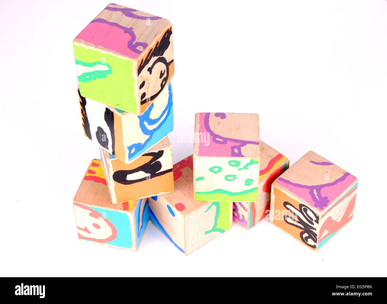 colored wooden bricks, on white background soft shadows Stock Photo - Alamy