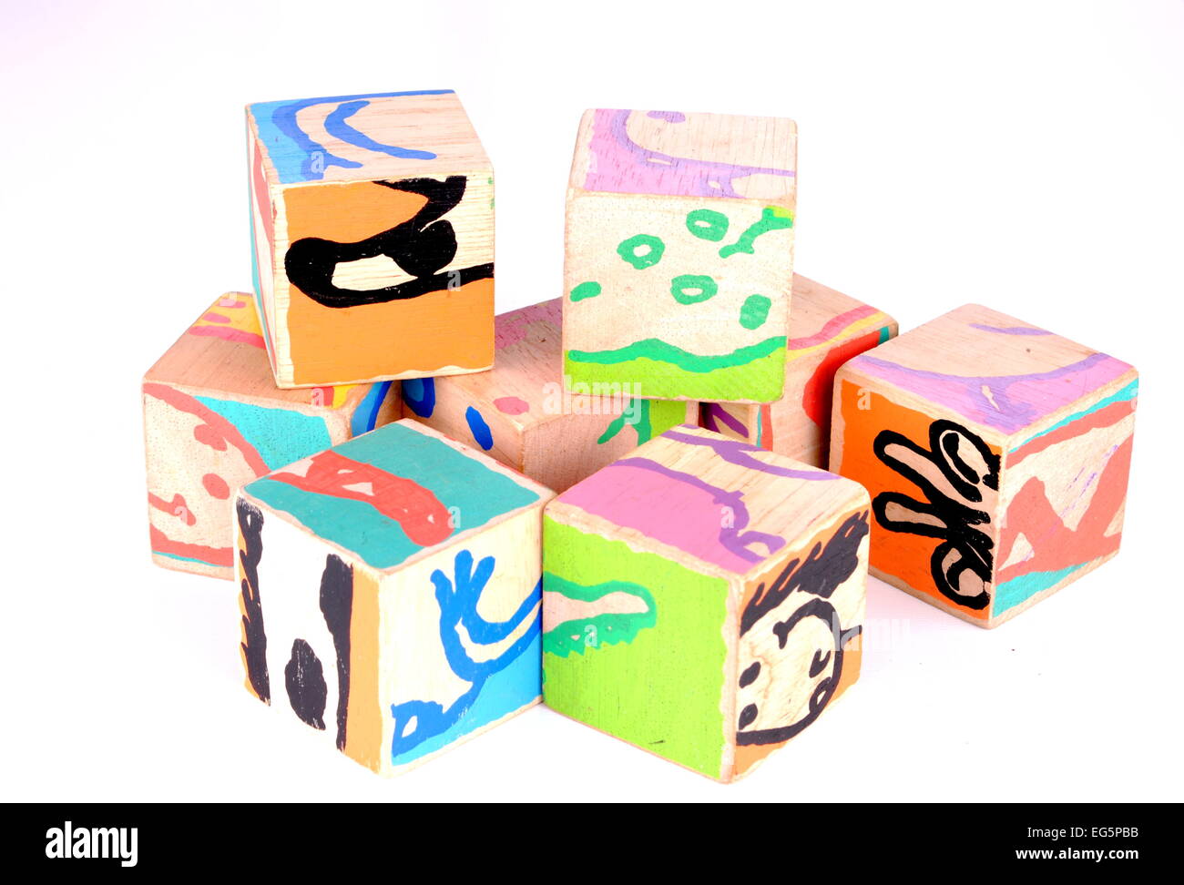 colored wooden bricks, on white background soft shadows Stock Photo - Alamy