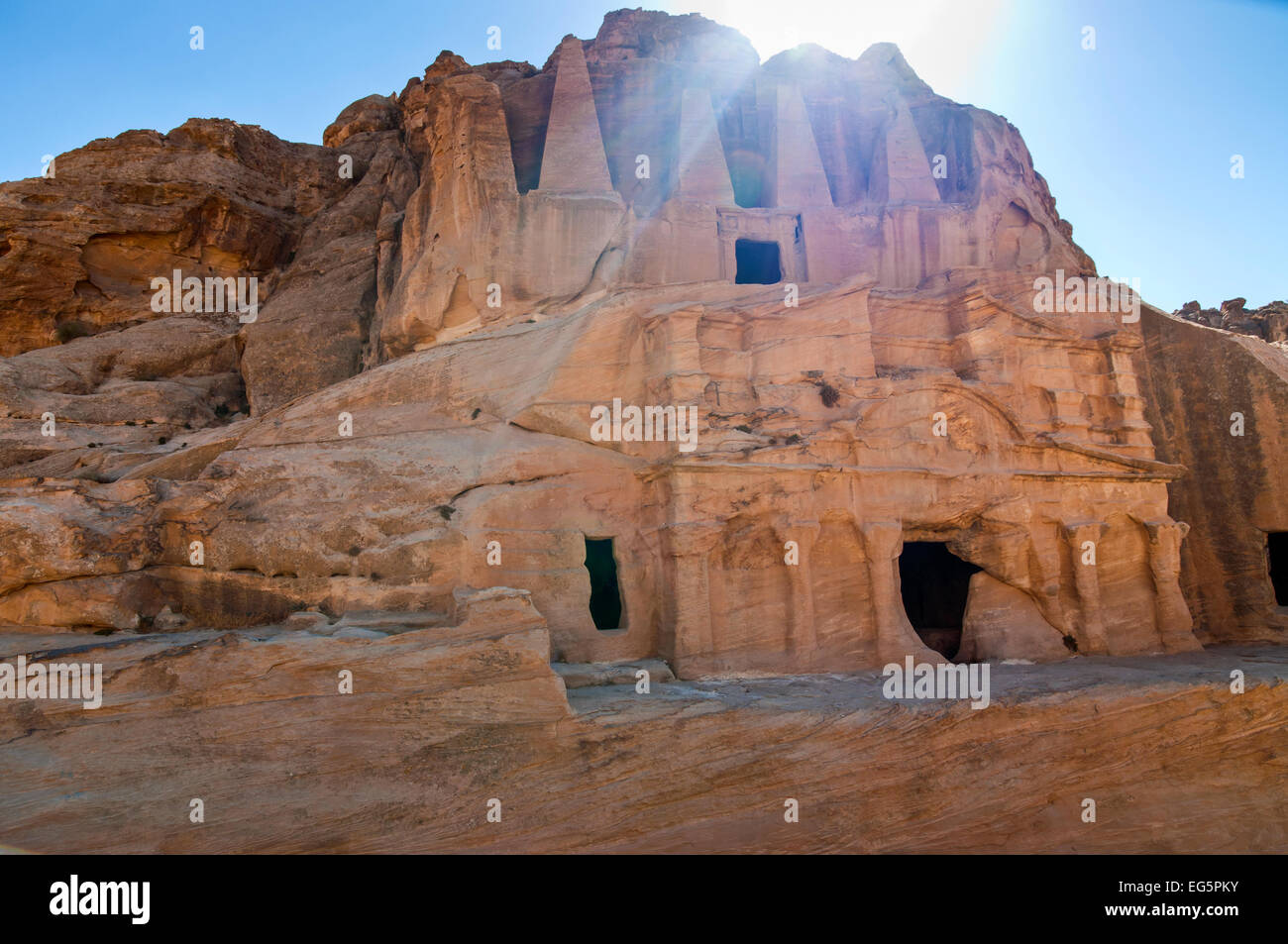 Rock cut tombs in the ancient Nabataens (also Nabateans) city of Petra ...