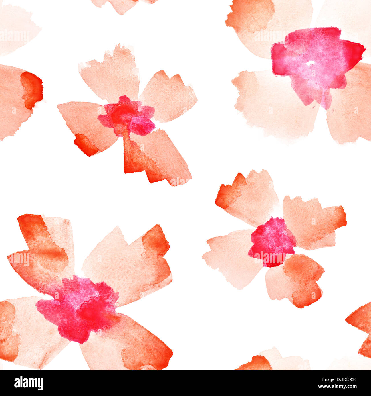Red watercolor flowers - seamless pattern Stock Photo - Alamy