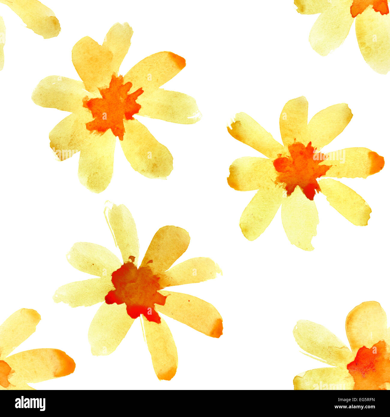Yellow watercolor flowers - seamless pattern Stock Photo - Alamy
