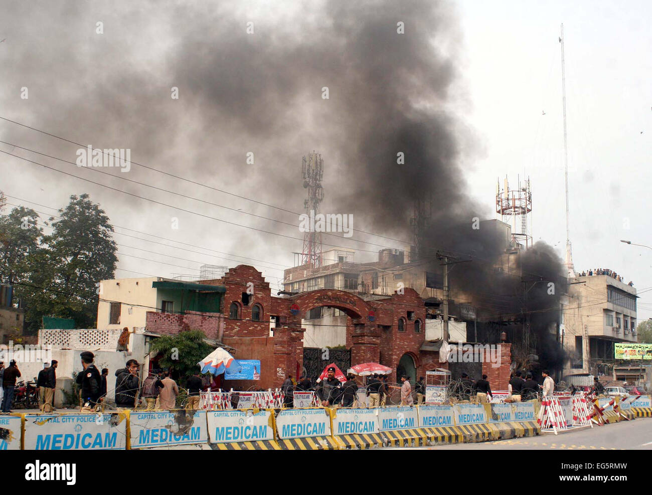 Column black smoke rising above hi-res stock photography and images - Alamy