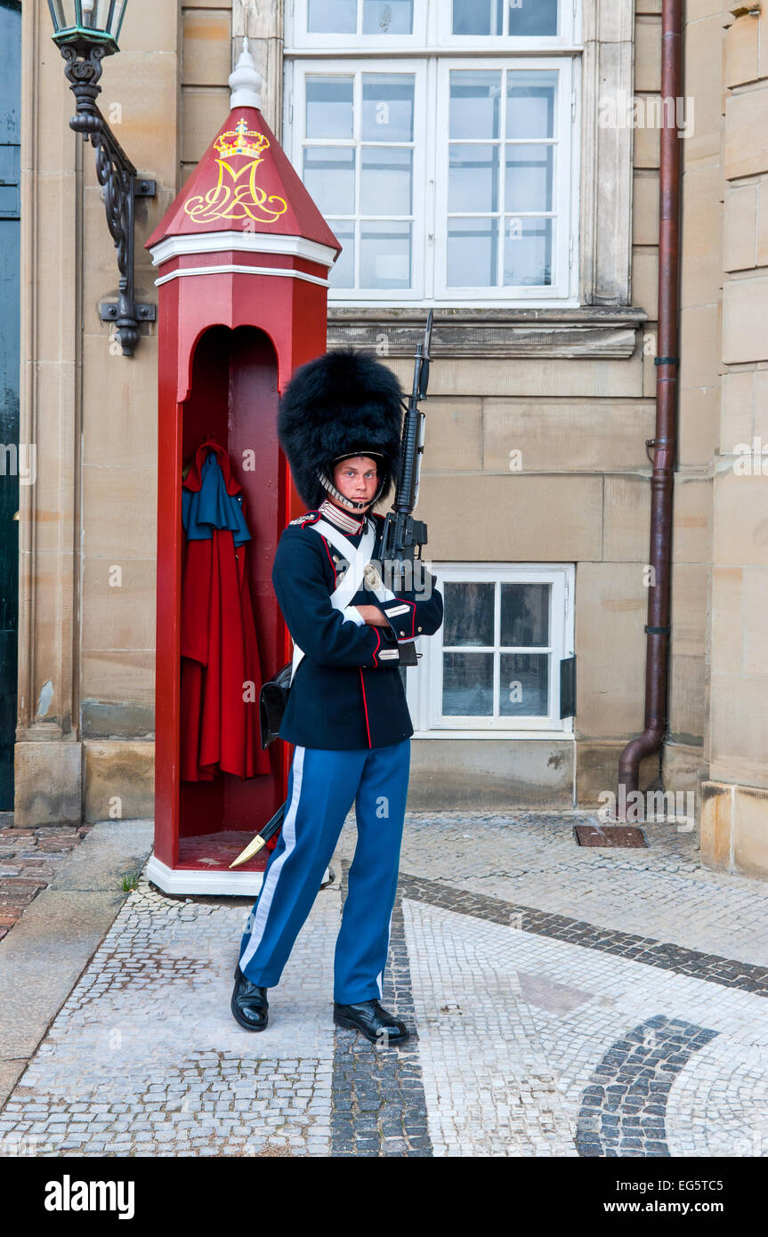 A guard from The Royal Lifeguards is standing on duty at the ...