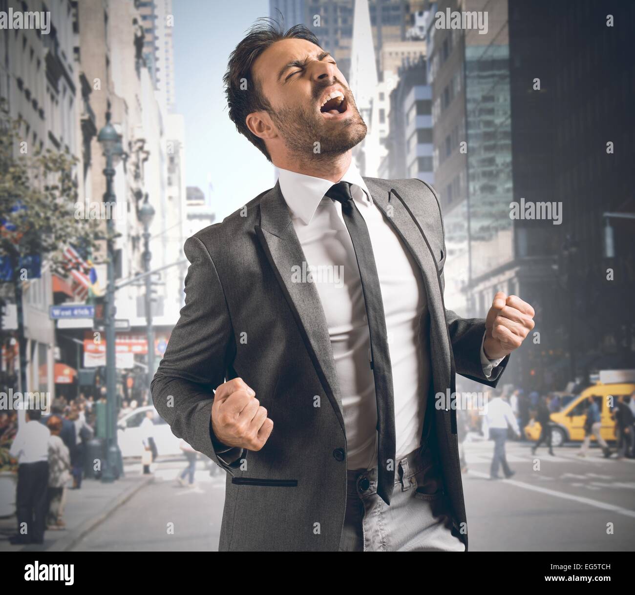 Businessman reaching a goal Stock Photo - Alamy