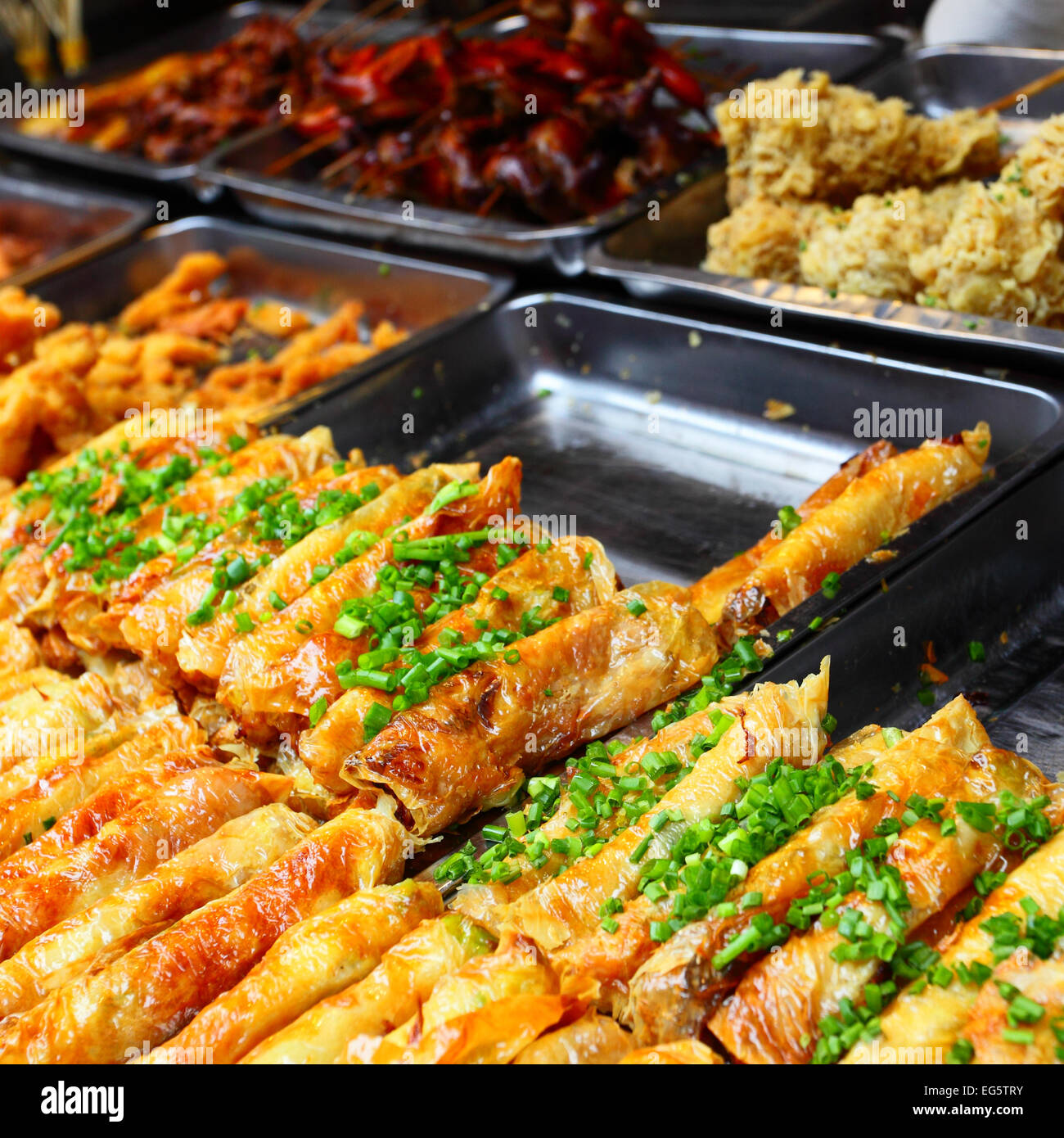Spring rolls. Street fast food in Shanghai, China Stock Photo - Alamy