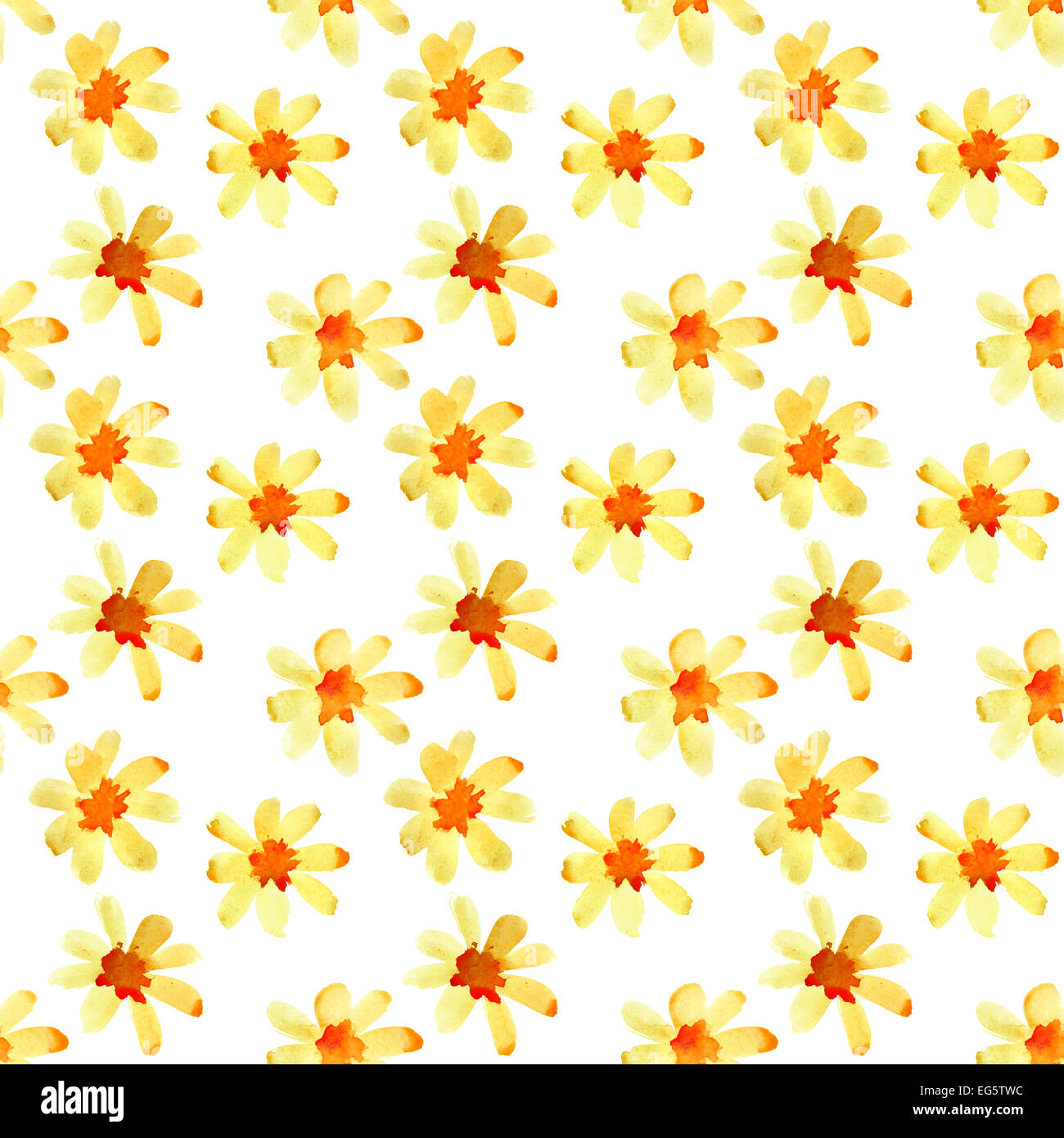 Yellow watercolor flowers - seamless pattern Stock Photo - Alamy