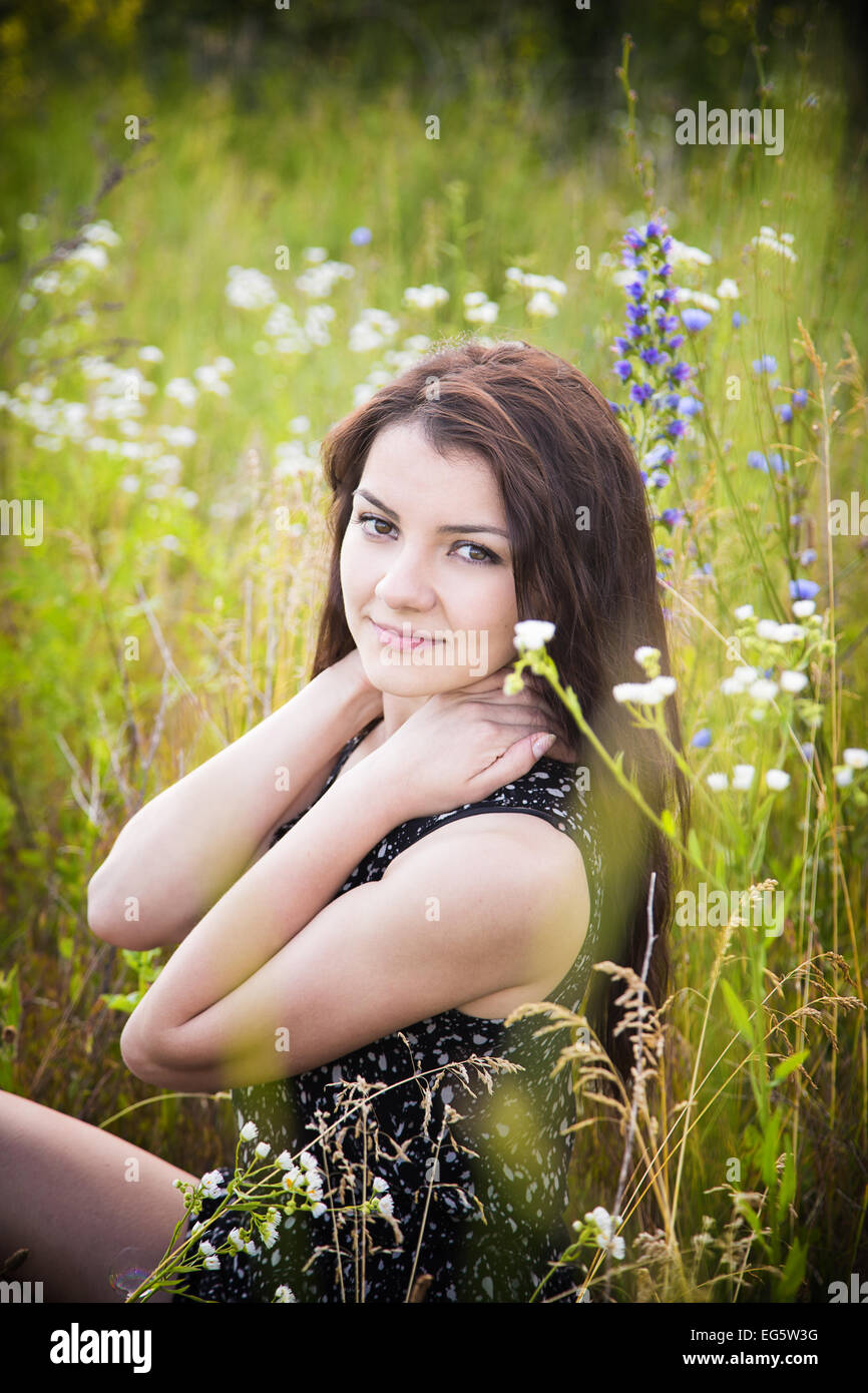 woman girl happy young beautiful portrait summer face Stock Photo - Alamy