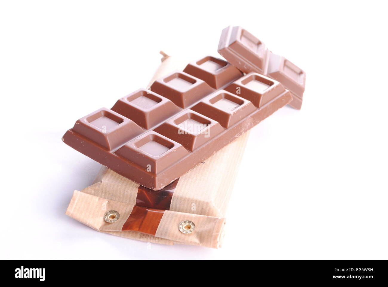 chocolate bar on a packet, on white background soft shadows Stock Photo ...