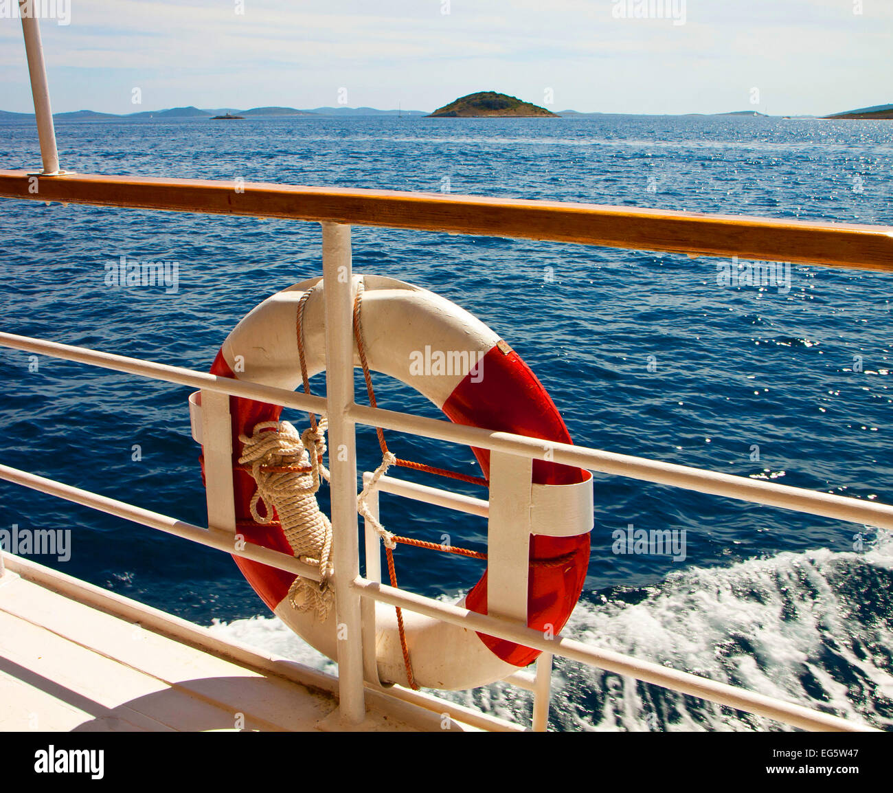 Seascape and islands panoramic view from cruising ship deck Stock Photo ...