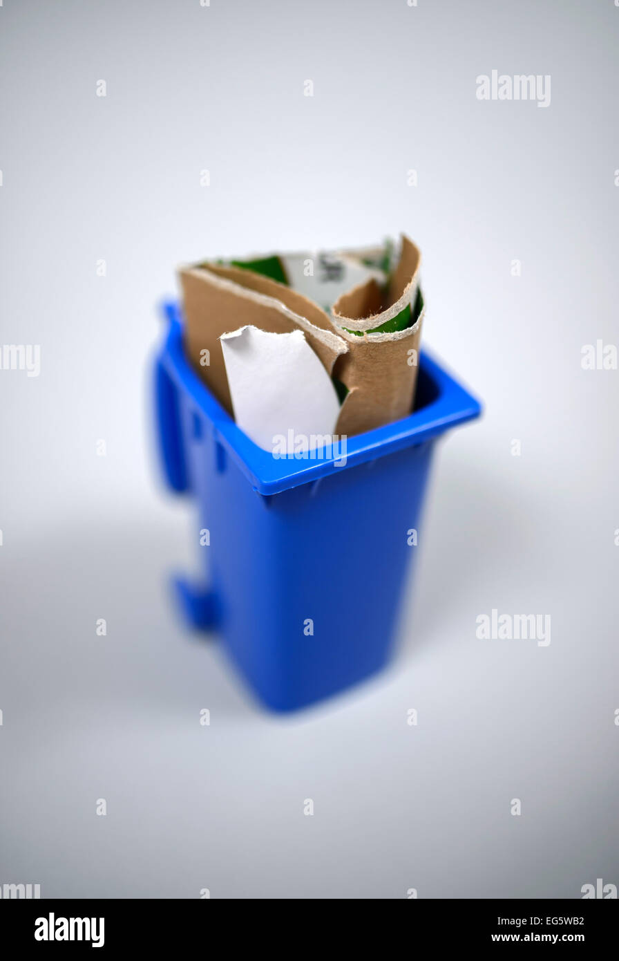 Dresden, Germany. 12th Feb, 2015. ILLUSTRATION: A blue garbage can ...