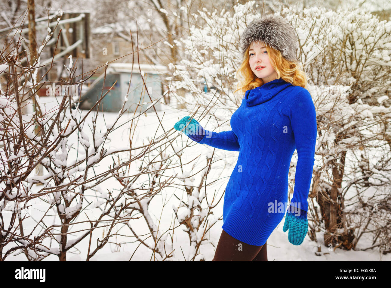 Pretty girl in winter Stock Photo - Alamy