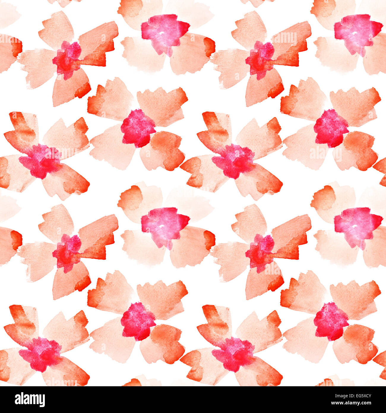Red watercolor flowers - seamless pattern Stock Photo - Alamy
