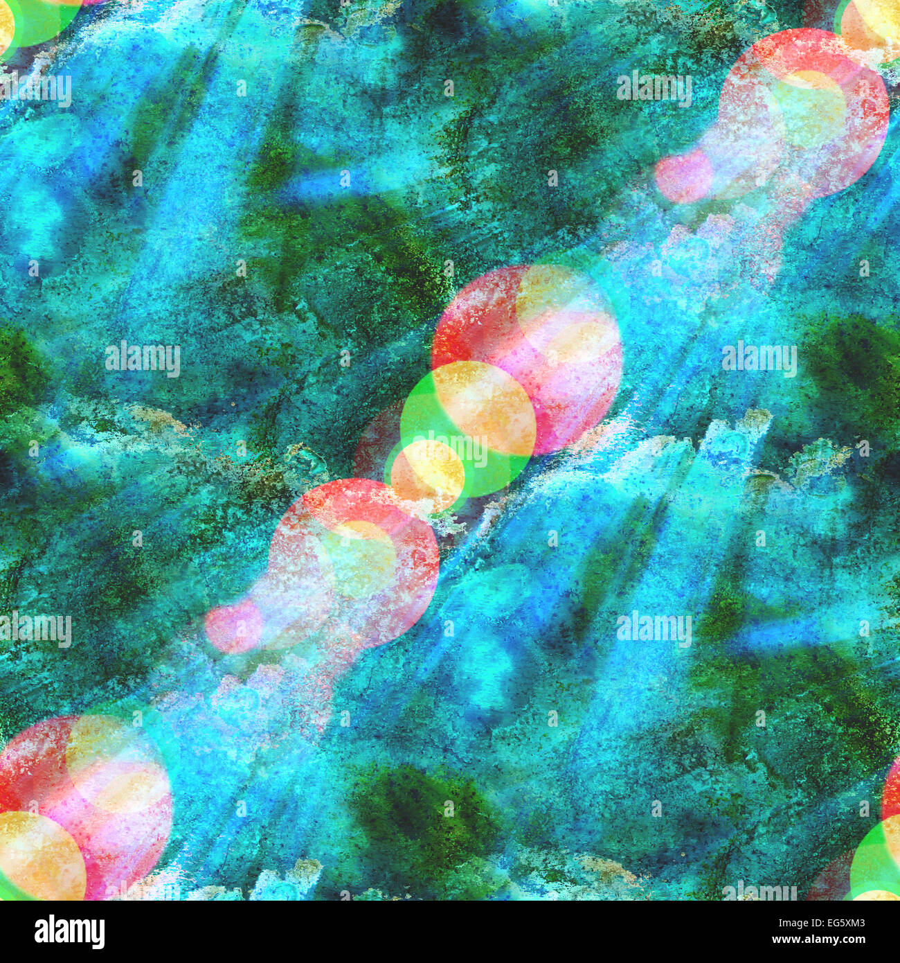 bokeh seamless background hand art watercolour blue green brush Stock ...