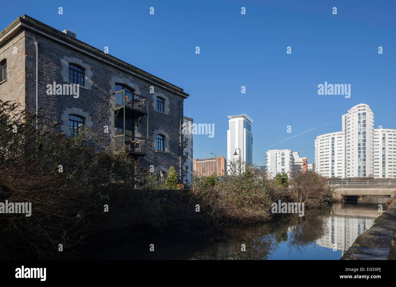 Converted warehouse and modern architecture in Cardiff City Centre ...