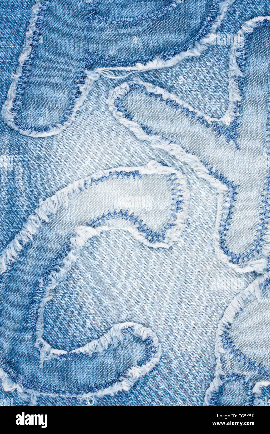 Letters stitched on denim, can be used as background Stock Photo - Alamy