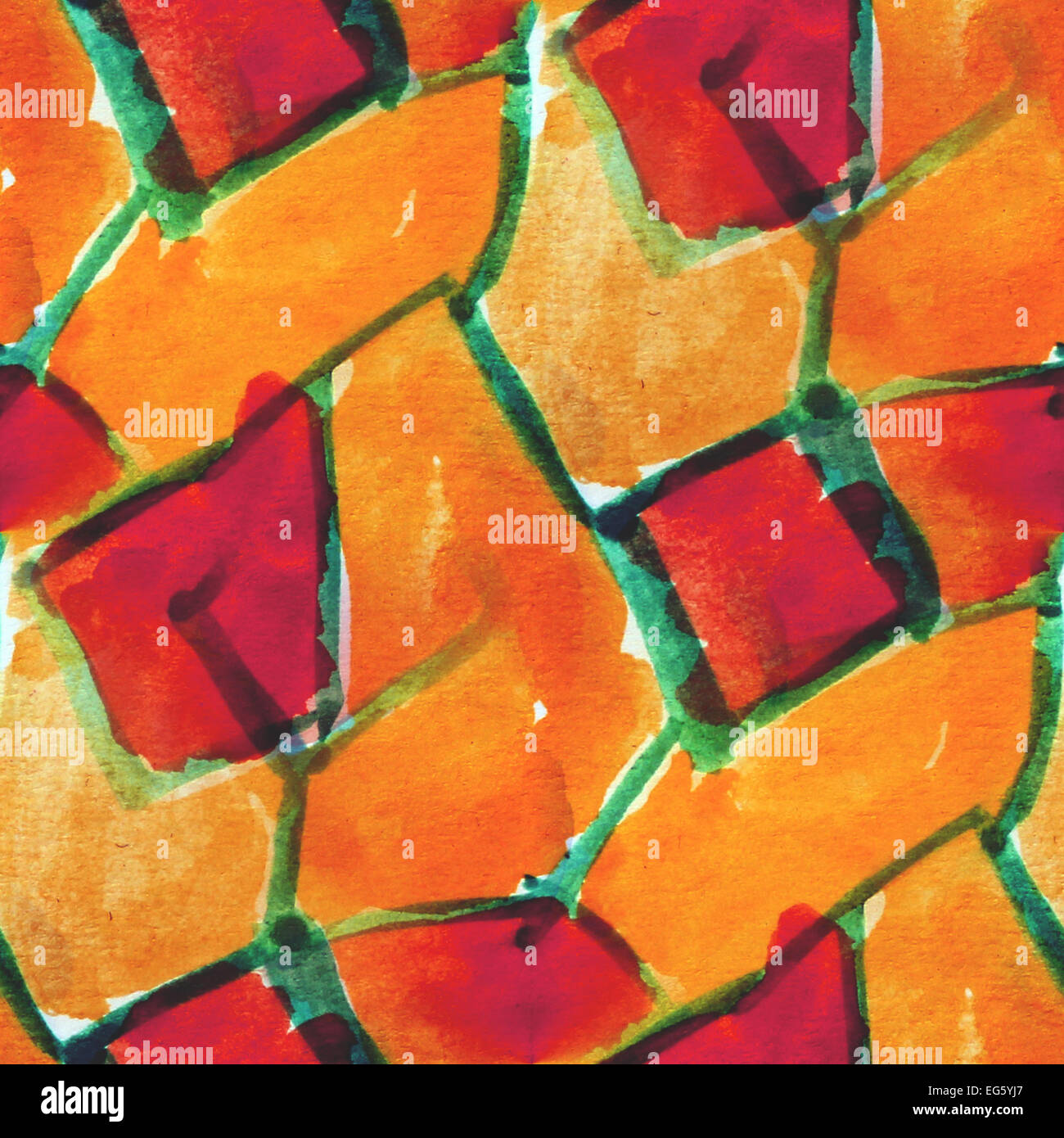 yellow watercolor seamless red cubism background Stock Photo - Alamy