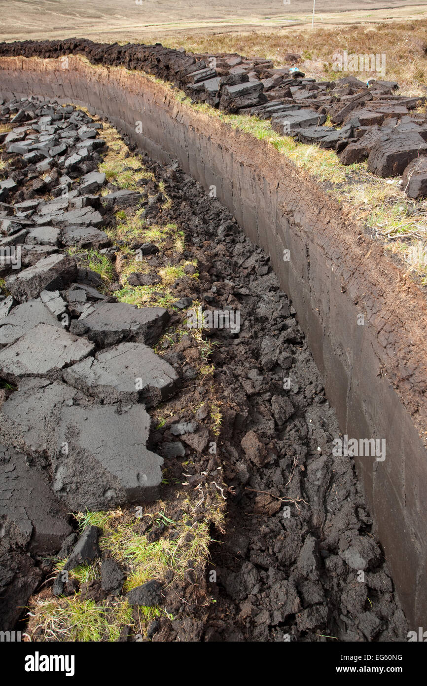 Community peat diggings, North Harris, Western Isles / Outer Hebrides ...