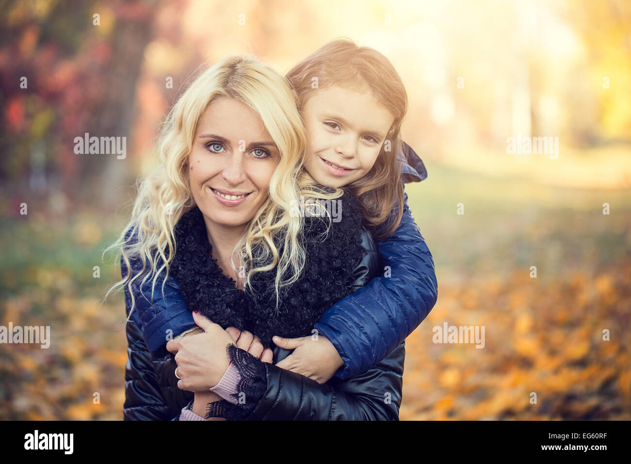 autumn mom mother daughter family child park baby happy people nature ...