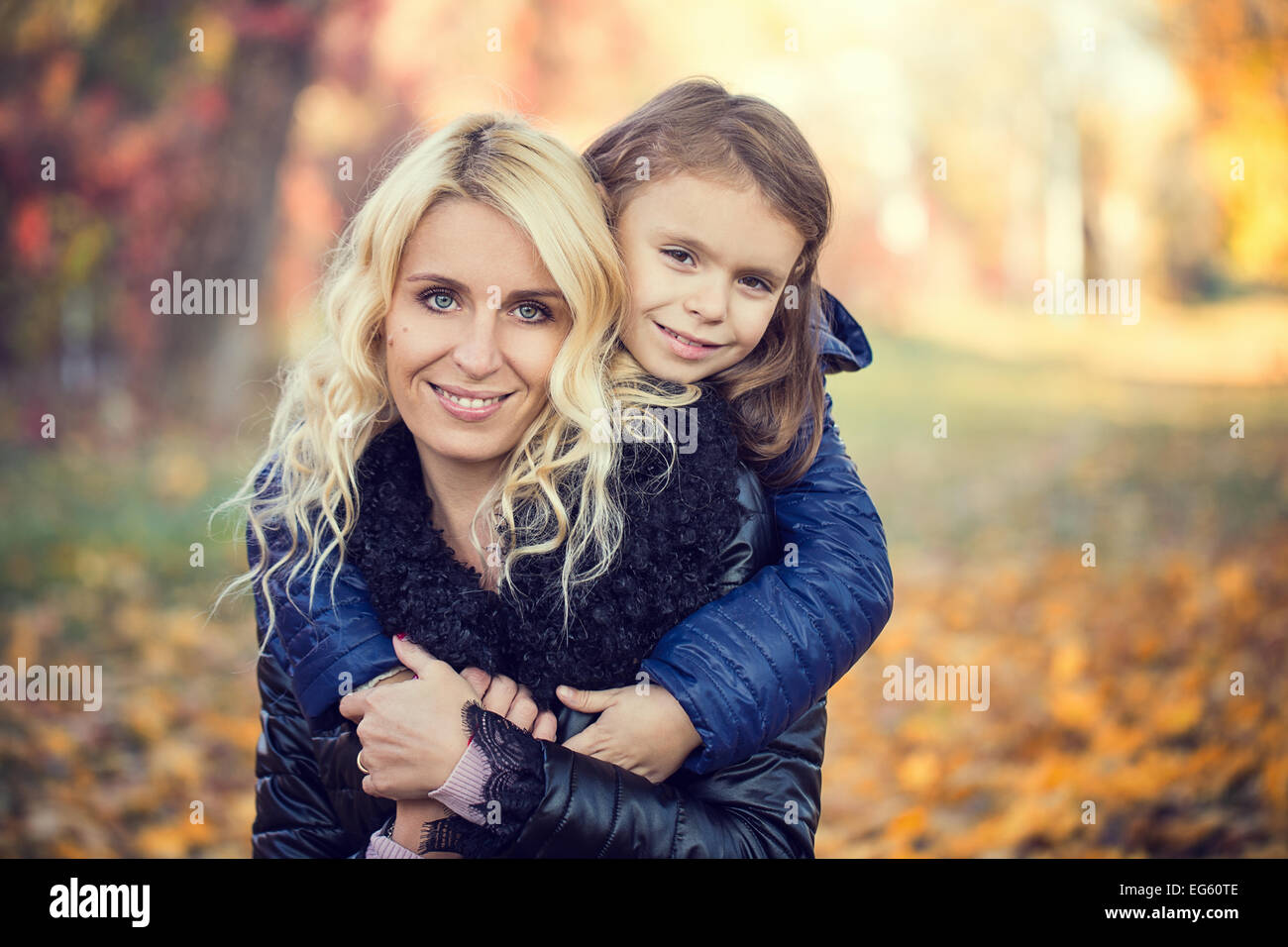 autumn mom mother daughter family child park baby happy people nature ...
