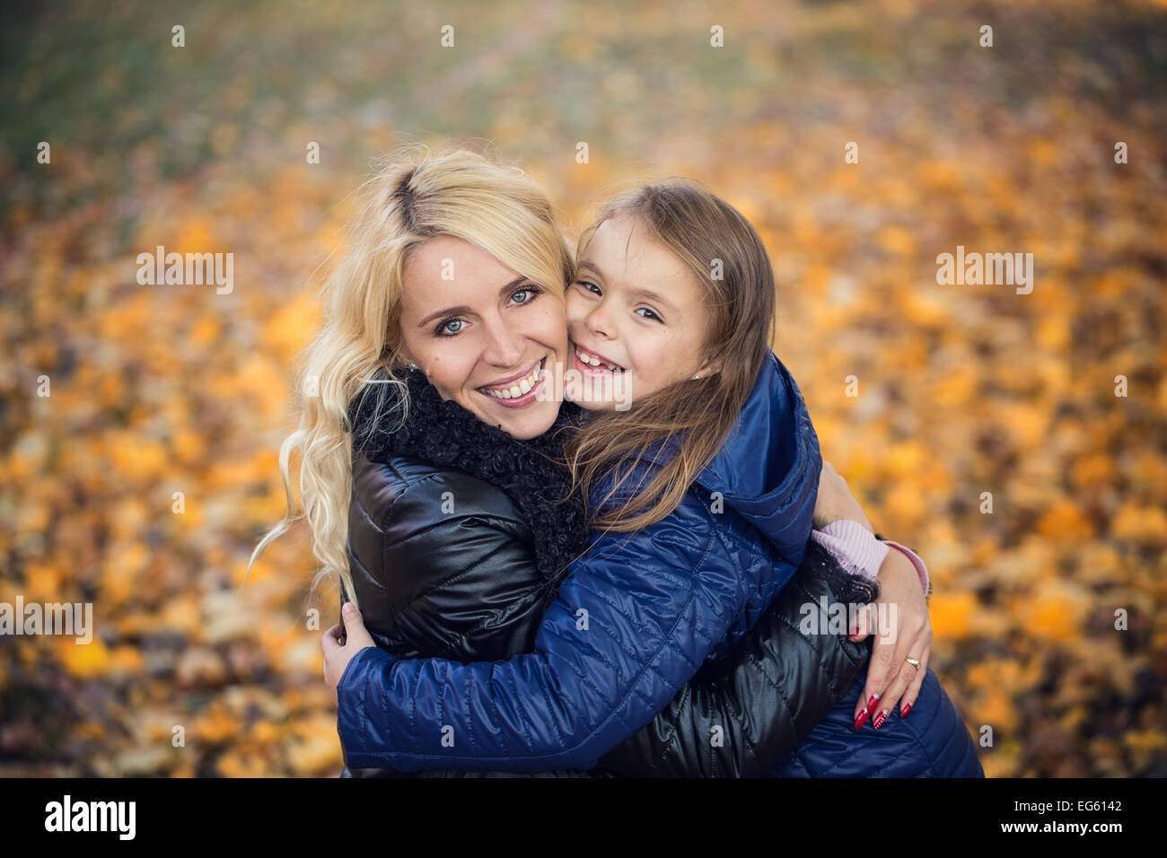 autumn mom mother daughter family child park baby happy people nature ...