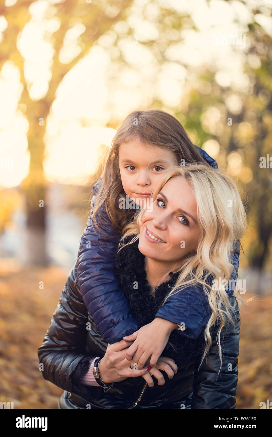 autumn mom mother daughter family child park baby happy people nature ...