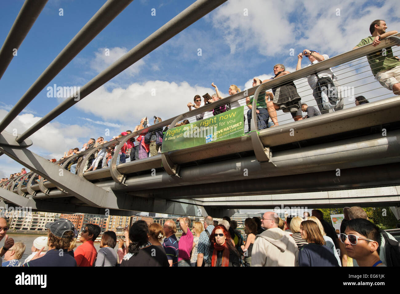 People on the Millenium Bridge at the RSPB 'Date With Nature Event' for ...