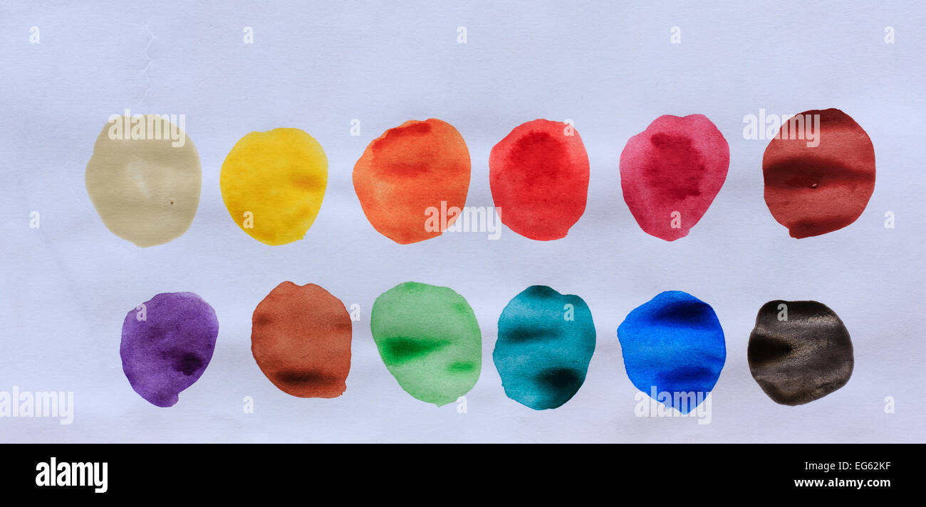 Abstract colored spots on watercolor paper set for design Stock Photo ...