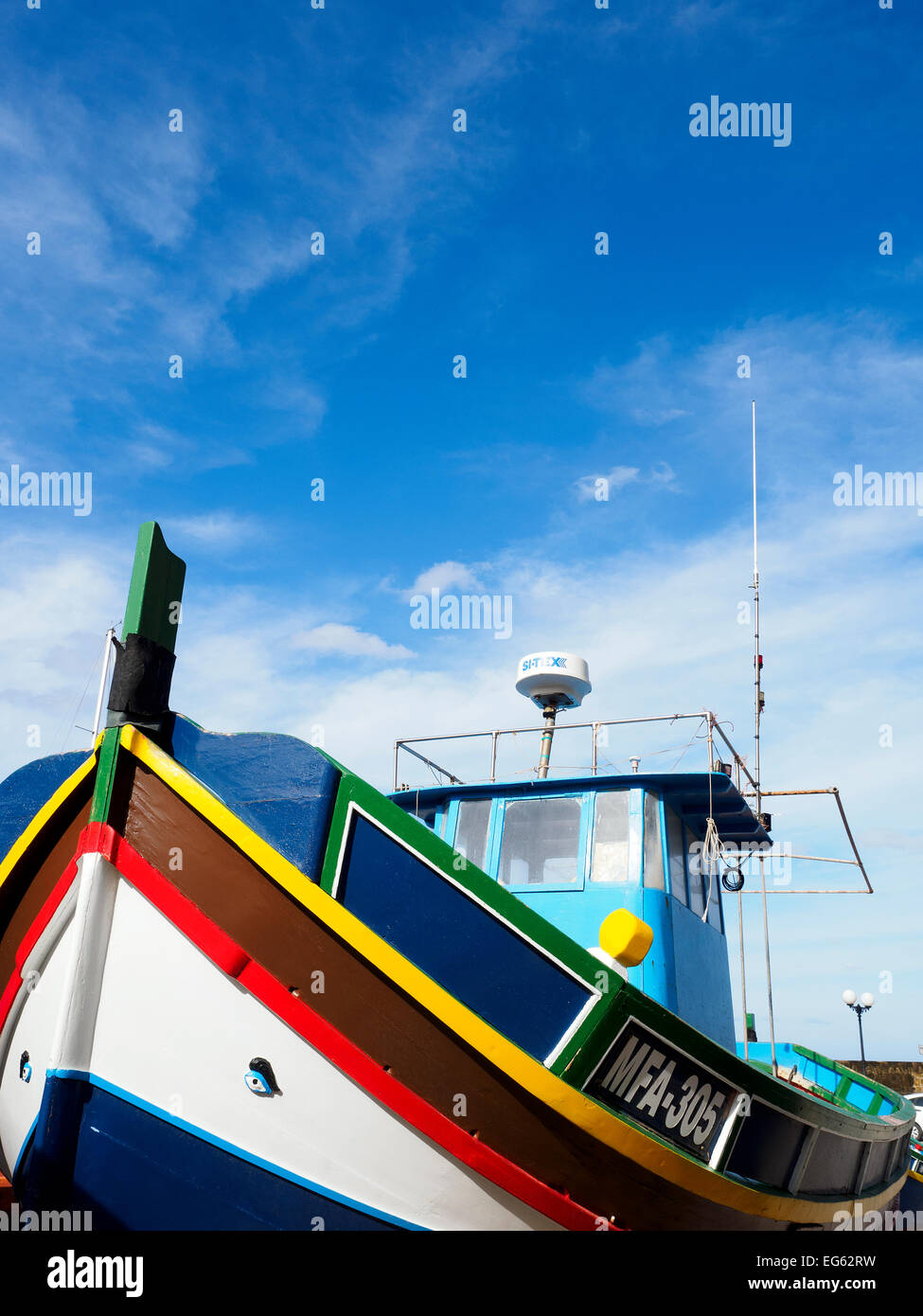 Traditional Luzzu fishing boat - Marsalforn, Malta Stock Photo - Alamy