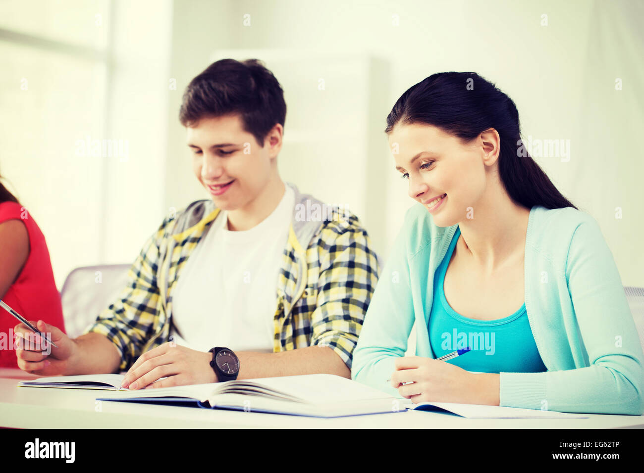 students with textbooks and books at school Stock Photo - Alamy