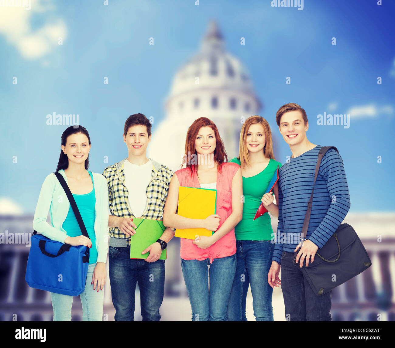 group of smiling students standing Stock Photo - Alamy