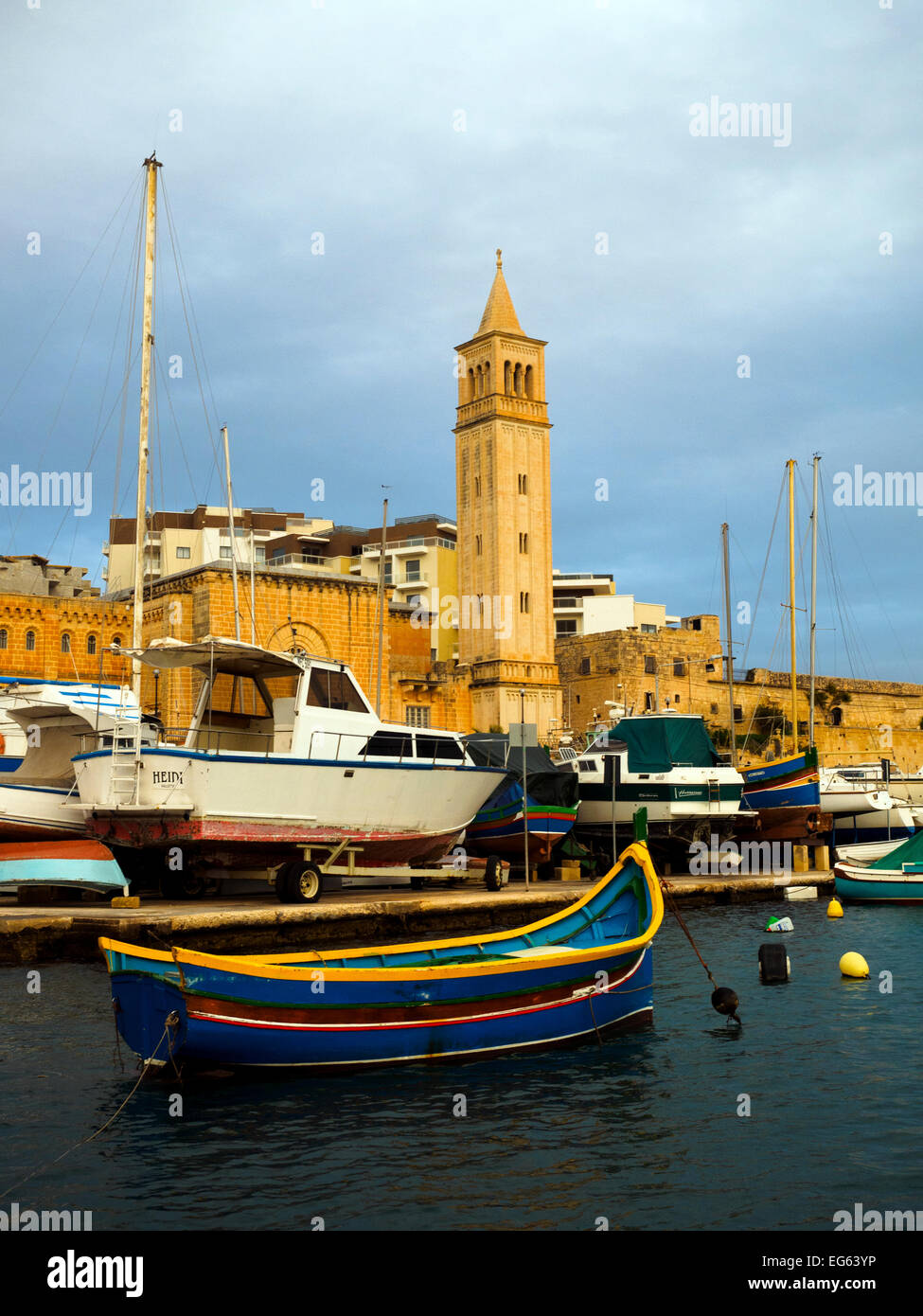 Luzzu traditional Maltese fishing boat - Marsaskala, Malta Stock Photo ...