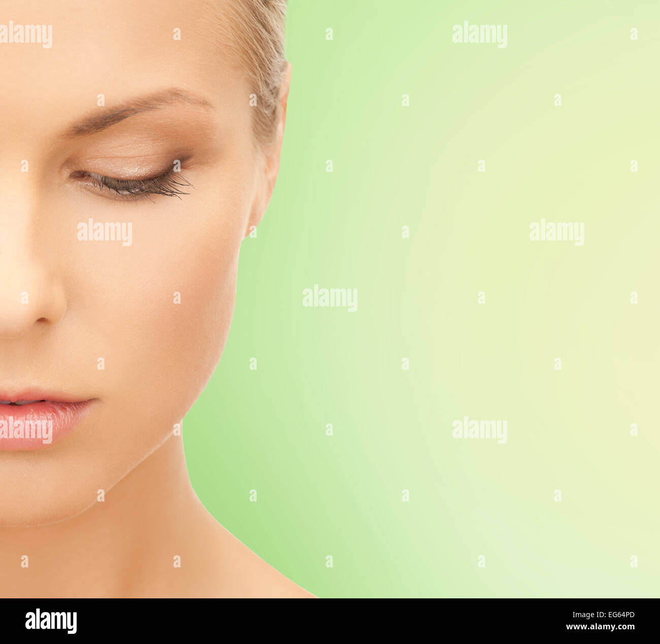 beautiful young woman half face Stock Photo - Alamy