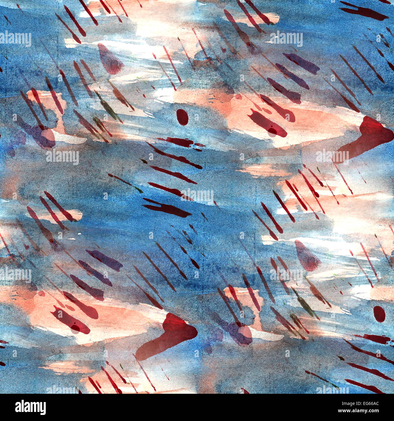vintage blue, red pattern design seamless watercolor texture bac Stock ...