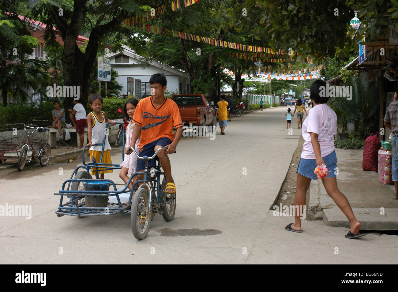 Streets of the village El Nido. Philippines. El Nido (officially the ...