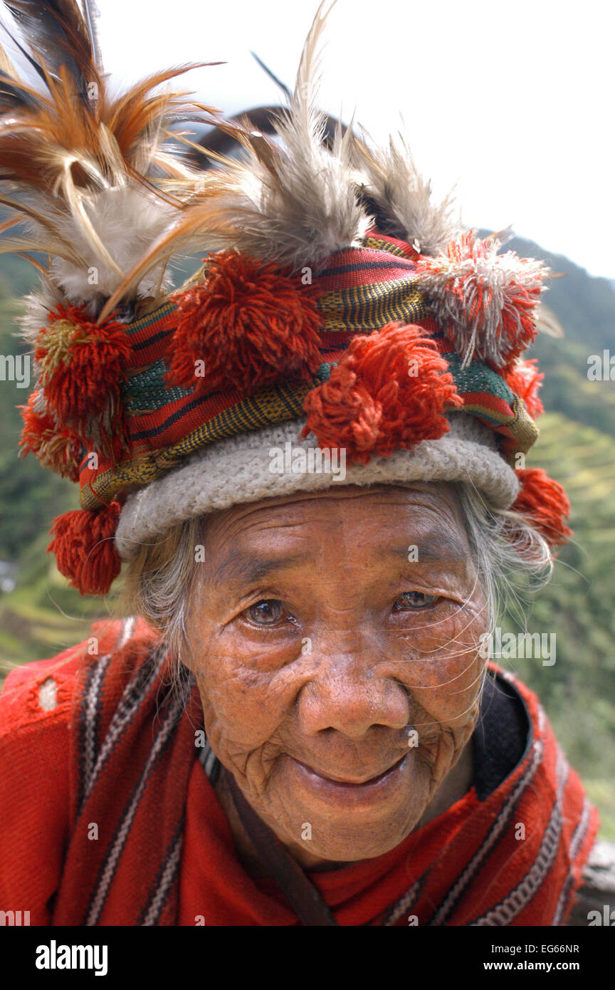 Women of the Ifugao tribe. Rice terraces. View point. Banaue. Northern ...