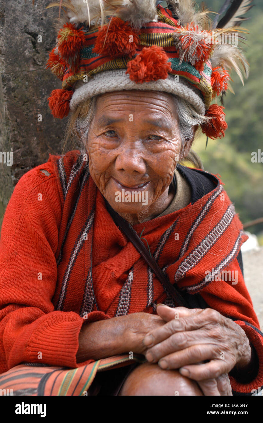 Women of the Ifugao tribe. Rice terraces. View point. Banaue. Northern ...