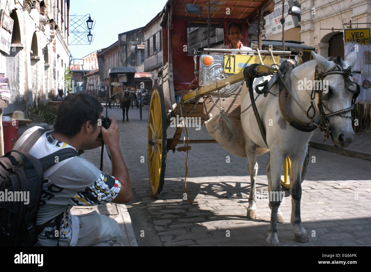 Kalesa ride, horse carriage. Crisologo Street. Ilocos. Vigan ...