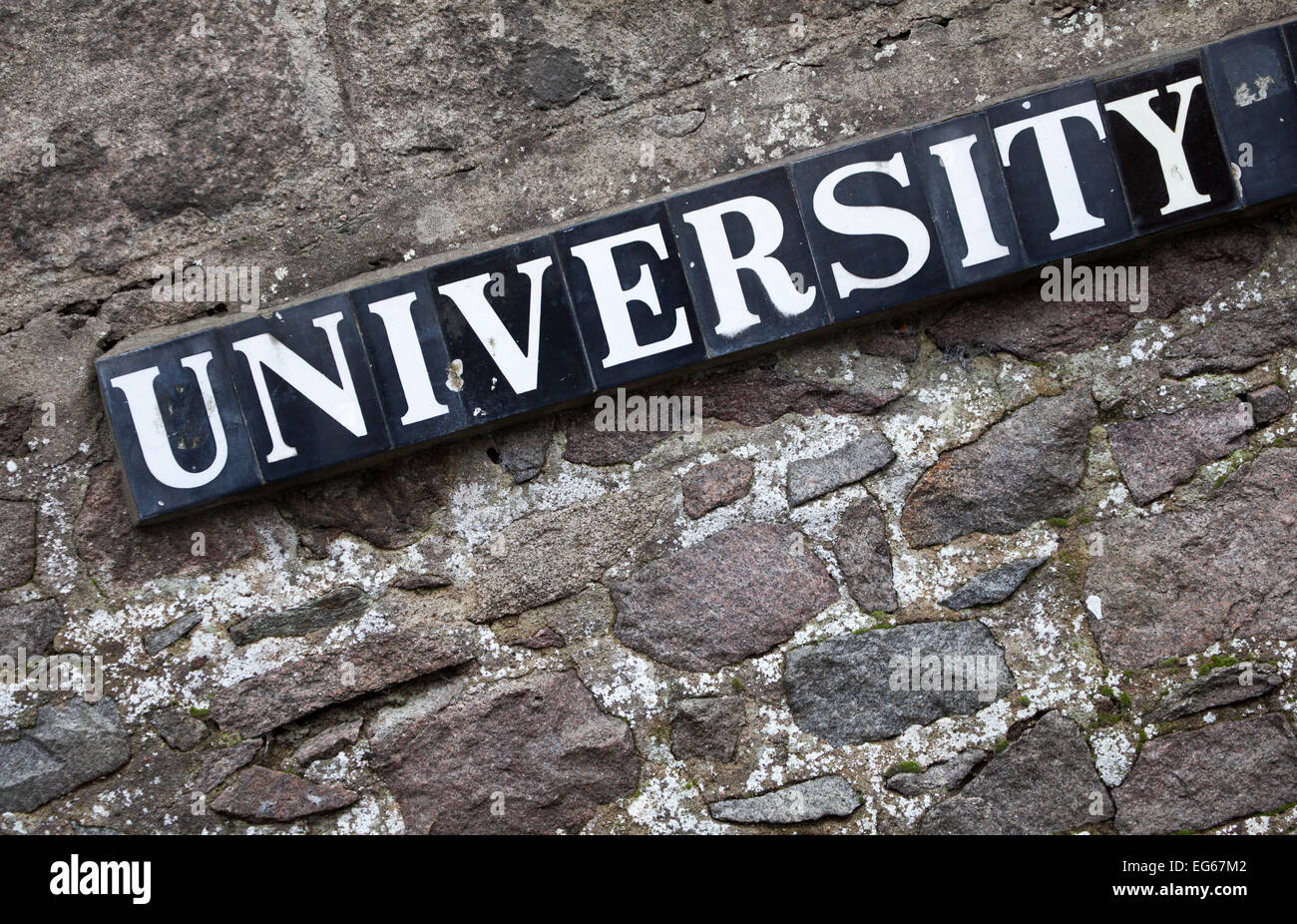Old Style or Traditional University Street Sign on wall in Old Aberdeen ...