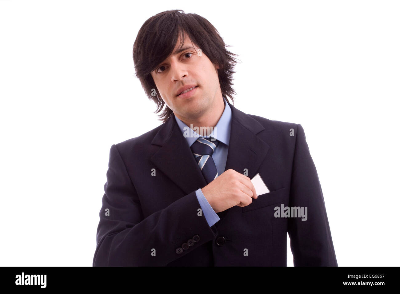 businessman offering businesscard over white background Stock Photo - Alamy