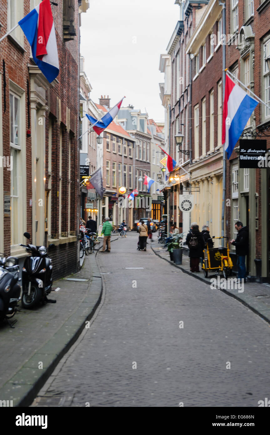 Dutch flags flying in Molenstraat, The Hague, Den Haag Stock Photo - Alamy