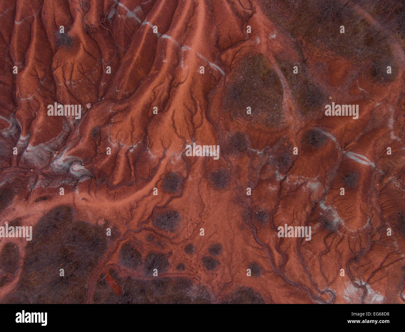 Aerial view of the Cheltenham Badlands in Southern Ontario with exposed ...