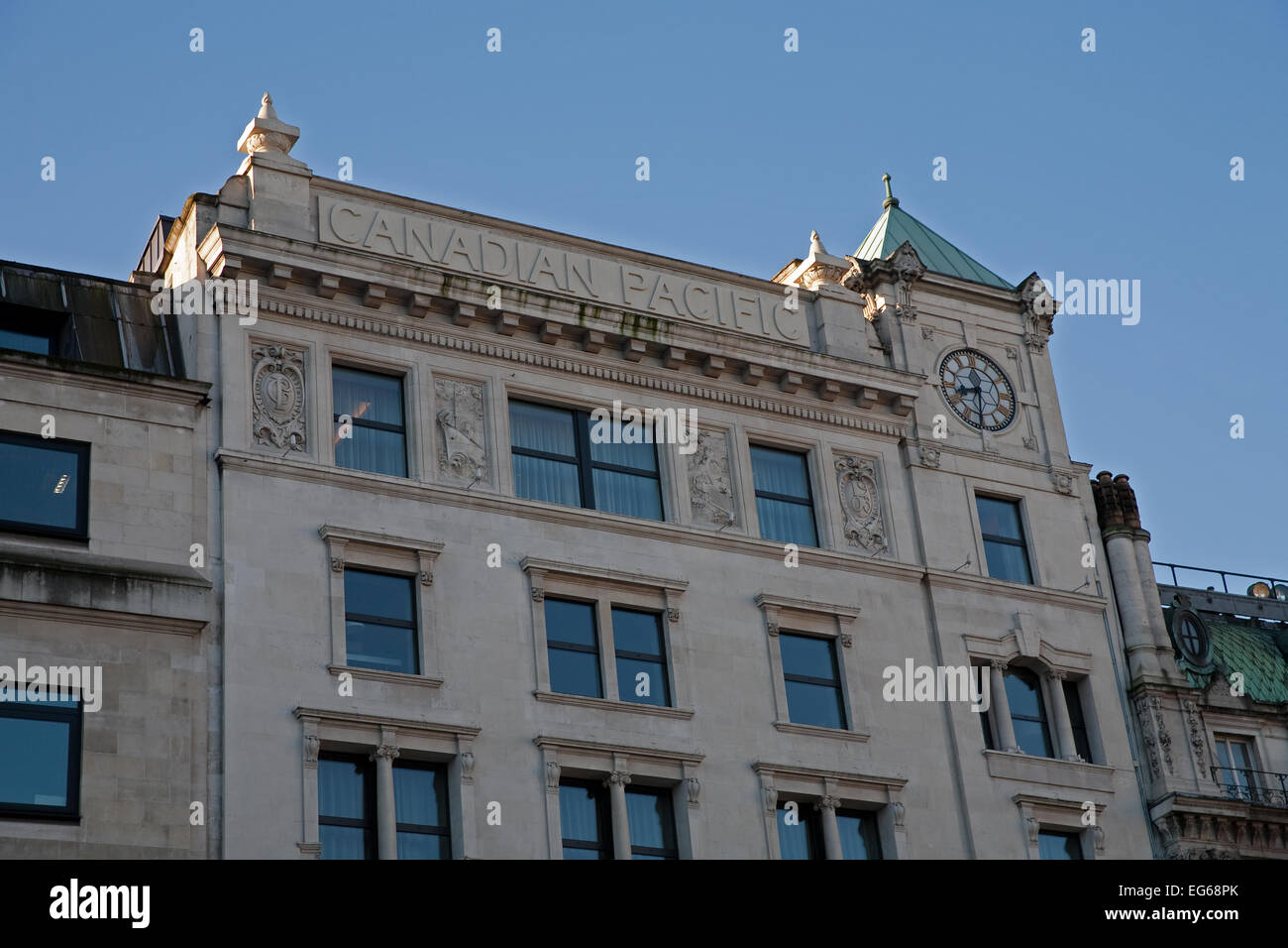 Early morning blue skies over the Canadian Pacific building in ...