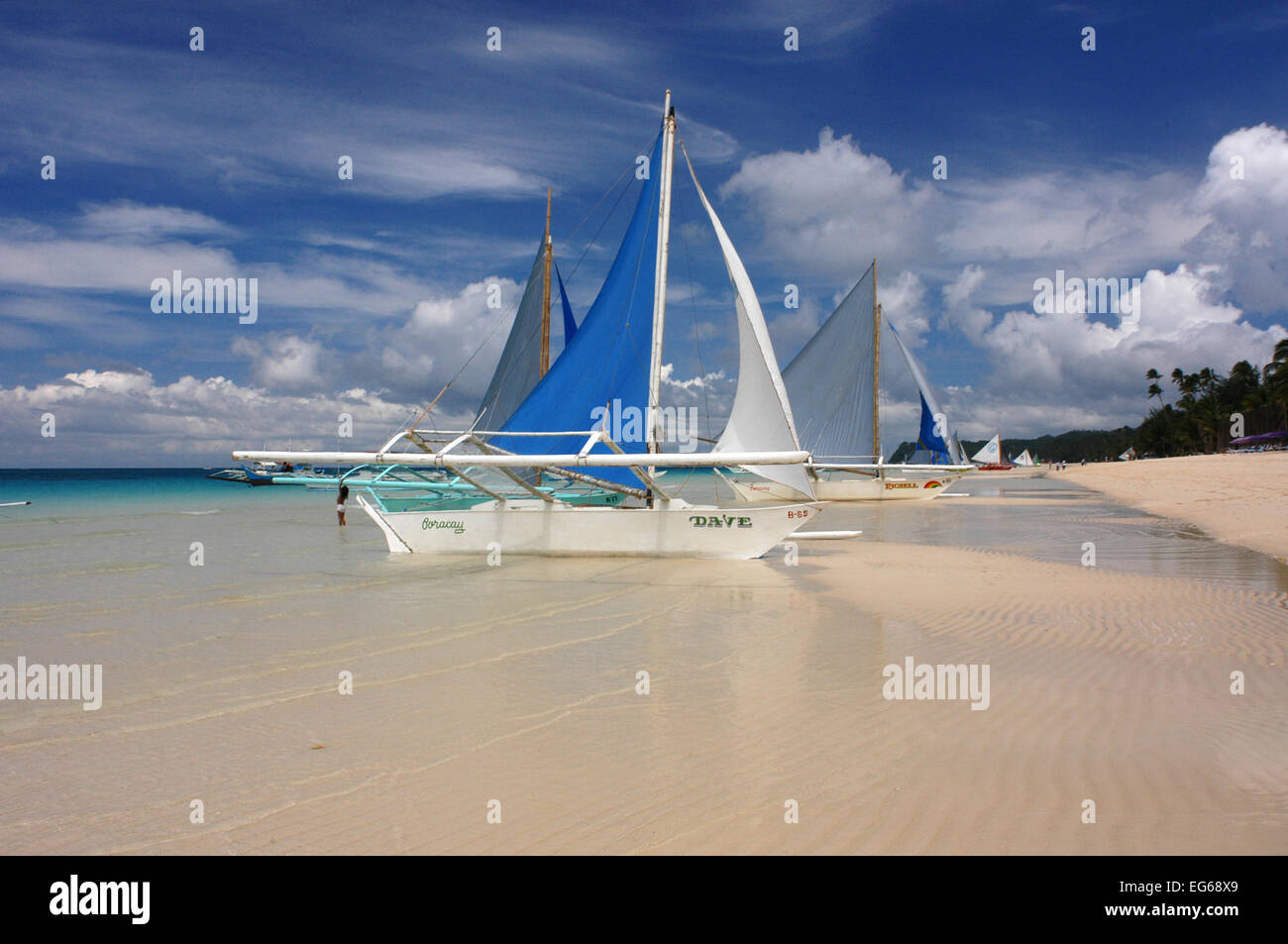 Philippines. Boracay Island Philippines. Sail boats on beach Boracay ...