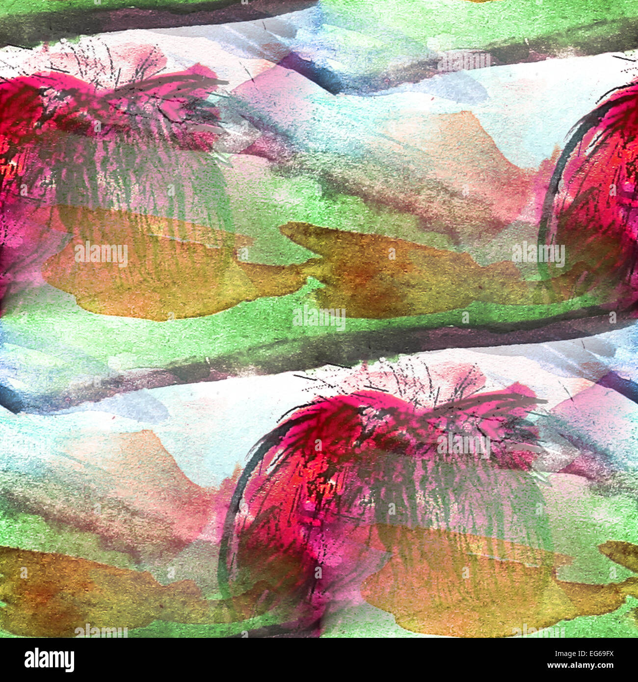 colorful red, green drawing pattern water texture paint abstract Stock ...
